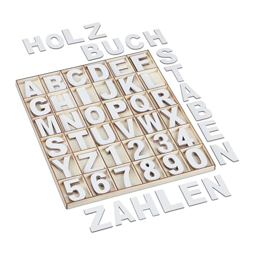 Relaxdays Wooden Letter & Number Set, 144 Pieces, A-Z Alphabet, Digits ...