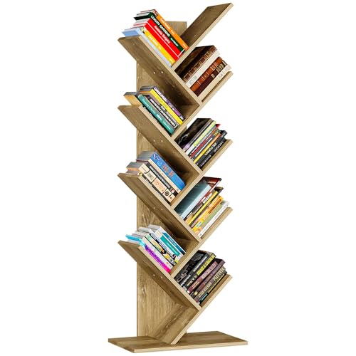 YITAHOME Tree Bookshelf, Floorstanding Bookcase, Industrial Wooden ...