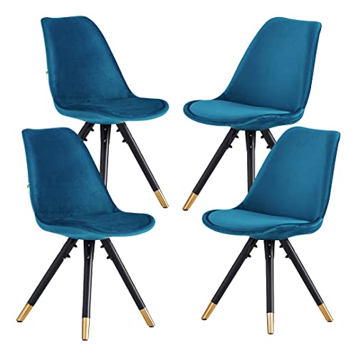 Life Interiors Sofia Velvet Dining Chair with Metal Legs - Retro Scandinavian Style, Ergonomic ...