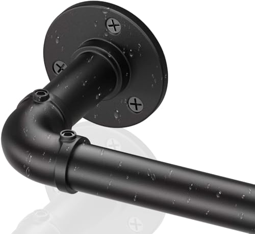 Black Industrial Curtain Rods for Windows 66 to 120, Outdoor Blackout ...