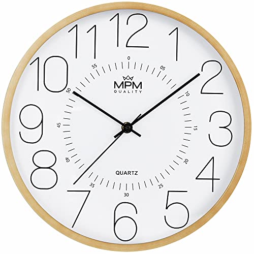 MPM Quality Imitation Wood Wall Clock without Ticking Noises, Plastic ...