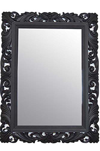 FRAMES BY POST Large Black Mirror Carved Solid Wood Frame Beautiful ...