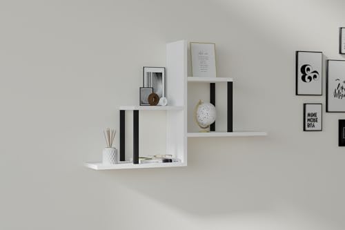 Hanah Home Modern Wall Shelf, White, 60 x 90 x 20 cm, 100% Melamine ...