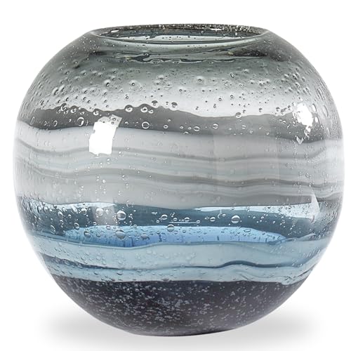 Torre & Tagus Andrea Handmade Swirl Glass Sphere Vase for Home Decor ...