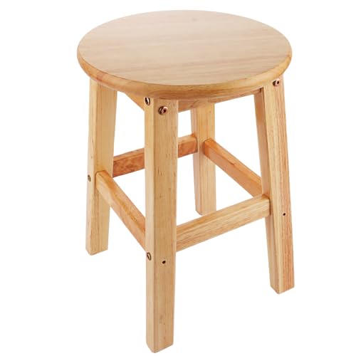 ASelected Solid Wooden Stool - Round, 45cm, for Kitchen, Bedroom ...