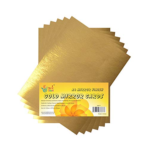 A4 250gsm Silver and Gold Shimmering Mirror Finish Mirror Cards (Gold ...