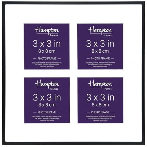 Hampton Frames, Madrid 4 Aperture Picture Photo Frame, 3x3 (7.6x7.6cm ...