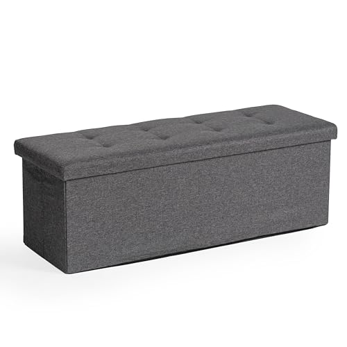 FurnitureR 110CM Upholstered Storage Bench, Stool, Storage Box ...