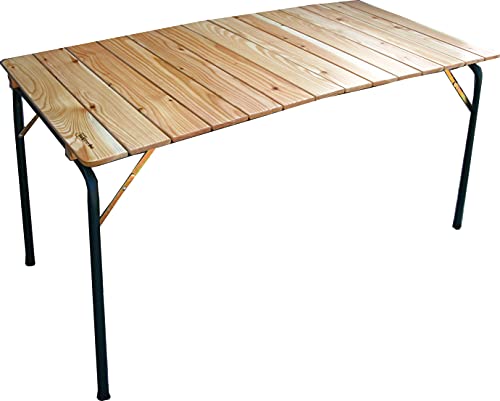 Dmora - Double folding table in steel and larch wood, gray and brown ...