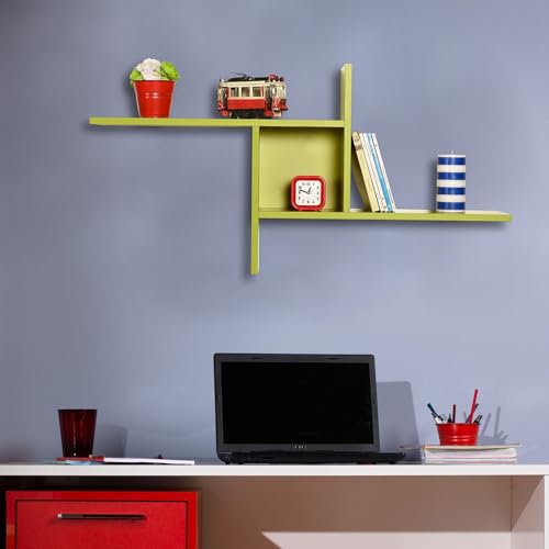 Stylish Green Wall Shelf, 100 cm x 50 cm x 18 cm, 100% Melamine Coated ...