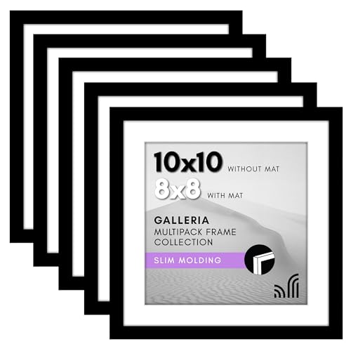 Americanflat 10x10 Picture Frame Set of 5 in Black - Use as 8x8 Picture ...