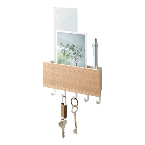 Yamazaki 2730 RIN Magnetic Key Hook with Tray, White, Wood/Steel ...