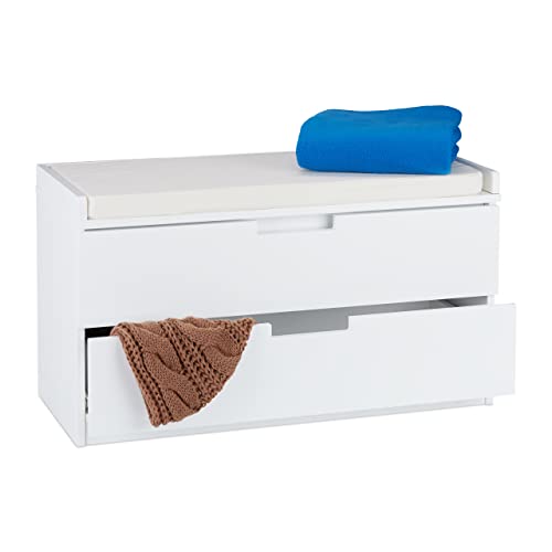 Relaxdays Storage Bench For Sitting, Cabinet With 2 Drawers, Country ...