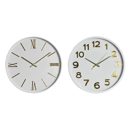 Home ESPRIT Wall Clock White Gold PVC 30 x 4 x 30 cm (2 Units) S3054790 - EAN: 8424002120580 by ...