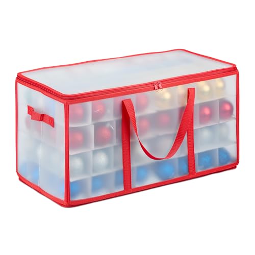 Relaxdays Christmas Bauble Storage Box, 128 Compartments, Holiday Bag ...
