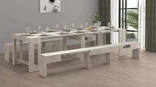 Dmora Eric Table and Chairs, Multipurpose Composition, Set with Console ...