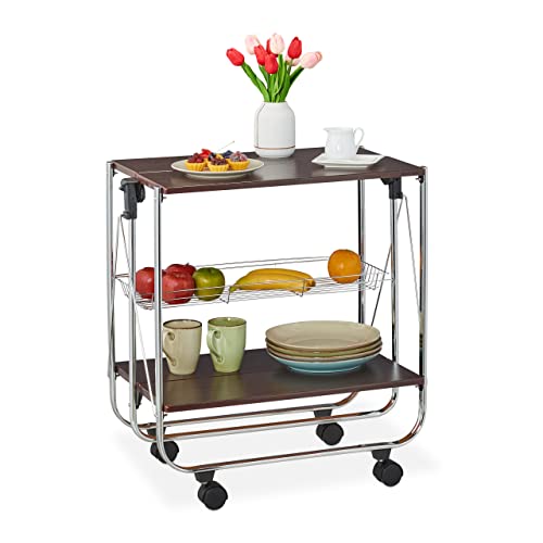 Relaxdays Foldable Trolley, 4 Castors, 2 Shelves and Mesh Basket, HWD ...