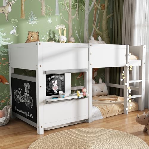 Merax Wooden Bunk Beds for Kids, 3FT Loft Bed with Stairs and Guard ...