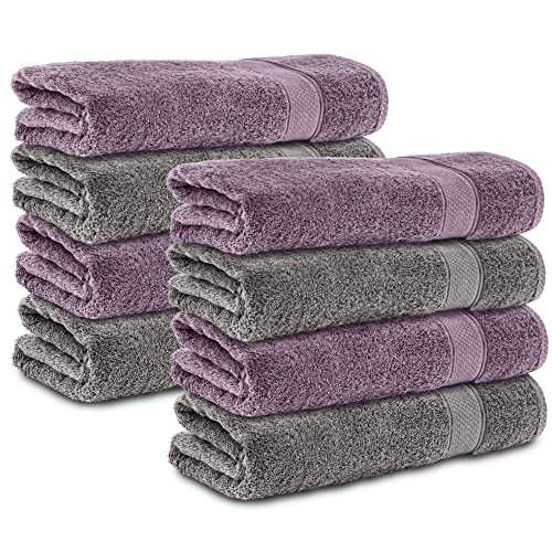 Komfortec Set of 8 Hand Towels 50 x 100 cm 100% Cotton Terry Towelling Soft Anthracite Grey ...