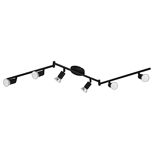 EGLO LED Ceiling Light Buzz-LED, 6 Light Black Metal Lighting, Living ...