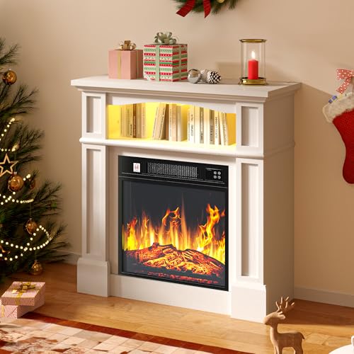 "DWVO Electric Fireplace, Suite 18"" and Realistic Flame Effect Fire ...
