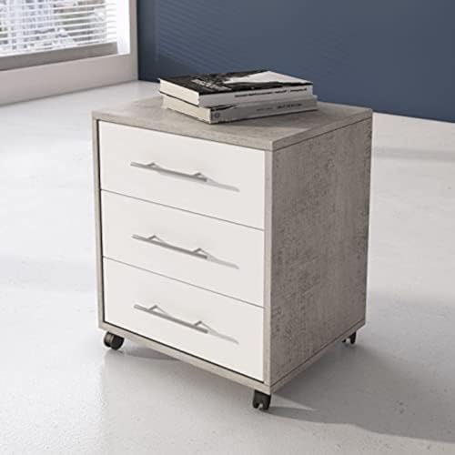 Dmora Office Chest with 3 Drawers on Wheels, Filing Cabinet, Bedside ...