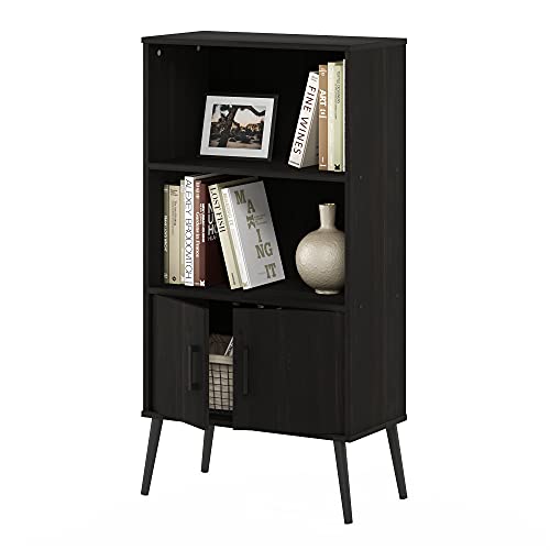 Furinno Claude Mid Century Style Accent Bookcase with Wood Legs ...