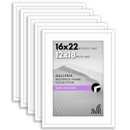 Americanflat 16x22 Picture Frame Set of 5 in White - Use as 12x18 ...