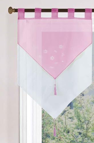Gardinenbox Panel Curtain H x W 90 x 60 cm Pink Gera Double Layer Voile Loops Panel Hanger ...