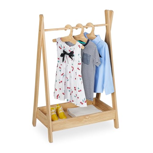 Relaxdays Children's Rack, HWD 98.5 x 62 x 40 cm, 3 Hangers, Kids ...