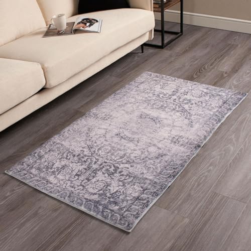 OHS Vintage Grey Rug for Living Room, Kitchen, Bedroom - Non-Shedding ...