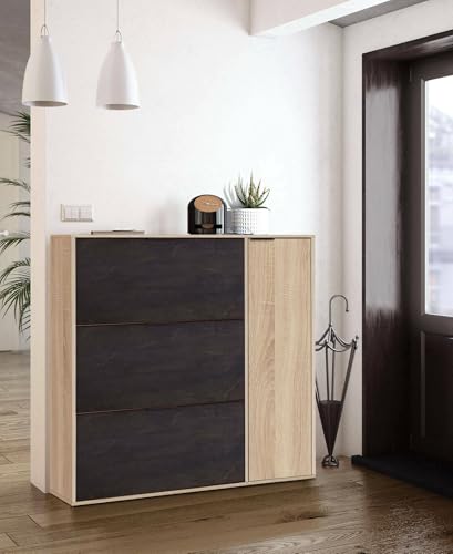 Dmora - Shoe cabinet Provo, Shoe cabinet with 4 doors, Multipurpose low ...