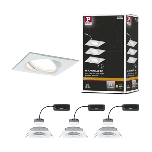Paulmann 93678 Nova Plus LED recessed luminaire Set of 3 rect. Swivel 3x6.8W dimmable recessed ...