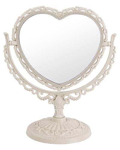 XPXKJ Heart Shaped 7-Inch Mirror, 360 Two-Sided Magnifying Aesthetic ...