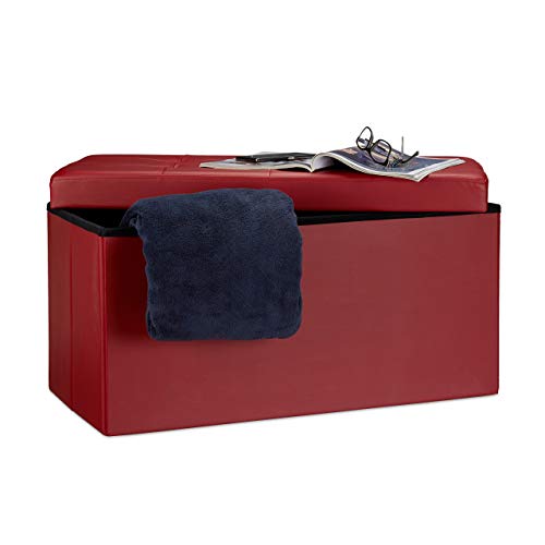 Relaxdays Folding Storage Bench, Faux Leather, 38 x 78 x 38 cm ...