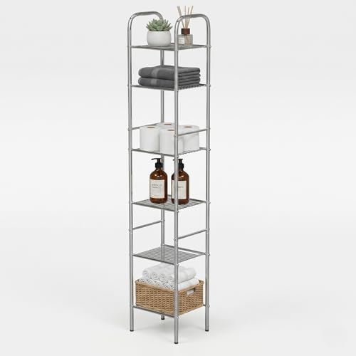 Amig - Bathroom Shelf Mod. BRISA - 6 tiers - Made of steel - Silver ...