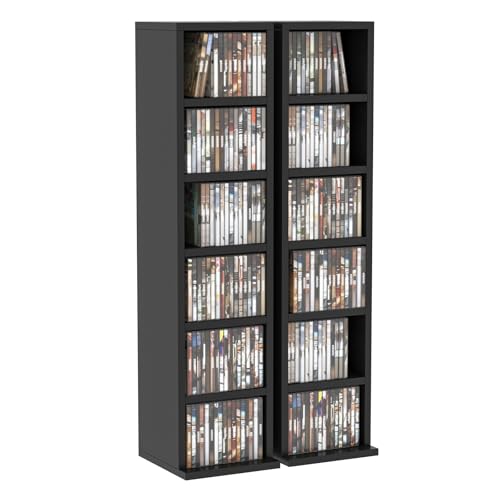 HOMCOM 204 CD Media Display Shelf Unit Set of 2 Blu-Ray Tower Rack w ...