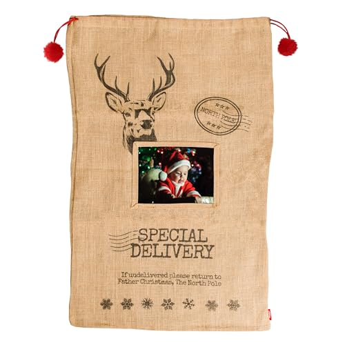 Adventa Santa Sack Christmas Personalised Gift with 6x8 Photo Insert ...