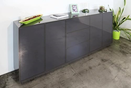 Dmora - Sideboard Vito, Kitchen sideboard with 4 doors and 3 drawers ...