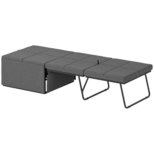 HOMCOM Folding Bed with Linen Sponge Mattress and Dust Cover, Foldable ...