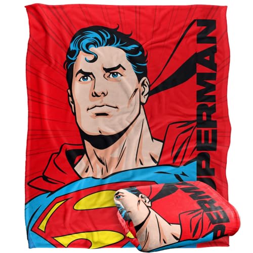 SUPERMAN Blanket, 152 x 127 cm Super Cape Vertical Text Silky Touch ...