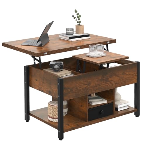 YITAHOME Lift Top Coffee Table with Drawers, 4 in 1 Multi-Function ...