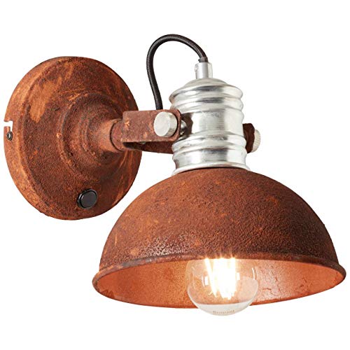 BRILLIANT lamp Frieda Wall spot Switch Rust Colored - 1x A60, E27, 25W, Suitable for Standard ...