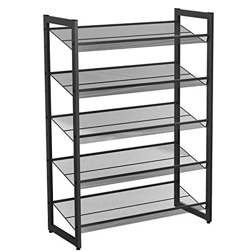 SONGMICS Shoe Rack, 5-Tier Stackable Shoe Storage Shelf, Metal Shoe ...