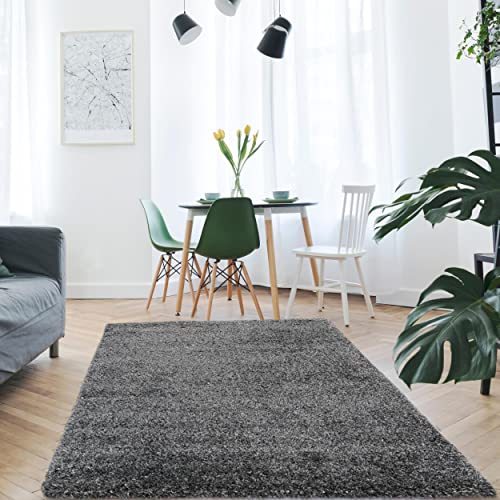 Mynes Home Shaggy Rug Runner High Pile Black Soft Modern Pastel Plain ...