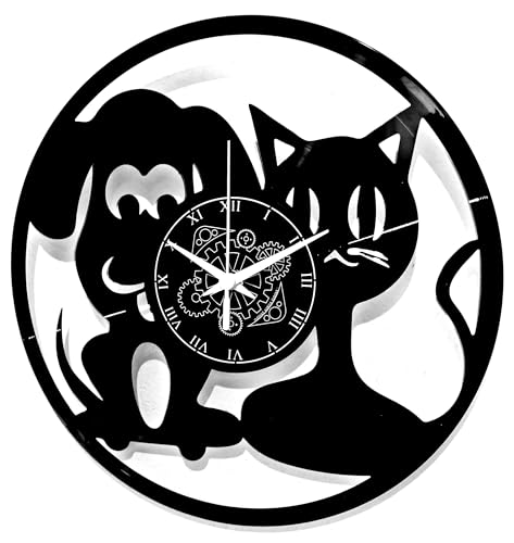 Instant Karma Clocks - Wall Clock with Dog and Cat Silhouette - Silent ...