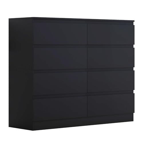 FWStyle Matt Black XL 8 Drawer Chest.Modern Bedroom Furniture Chest of ...