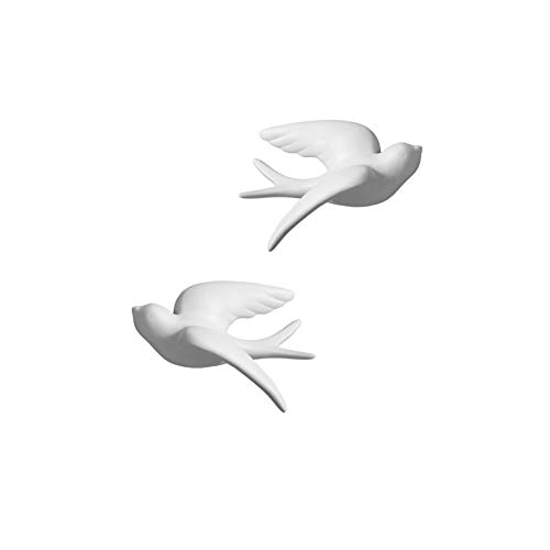 Dorlotou Pair Ceramic Birds Sparrows Swallows Dove White Wall Mounted ...
