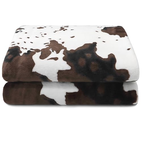 "SEEGU Cow Print Blanket Animal Brown Black Milky White Throw Blankets ...