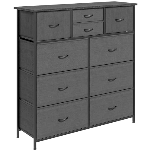 HOMCOM Chest of Drawers for Bedroom, Fabric Dresser, 10 Drawer Storage ...